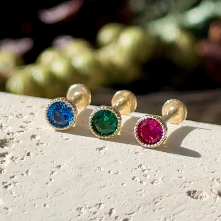 14K Gold Flat Back Studs & Cartilage Earrings, 14 Karat Solid Gold Flat ...