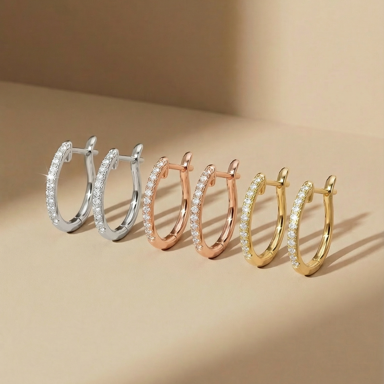 Dainty Diamond Hoop Earrings - Estella Collection