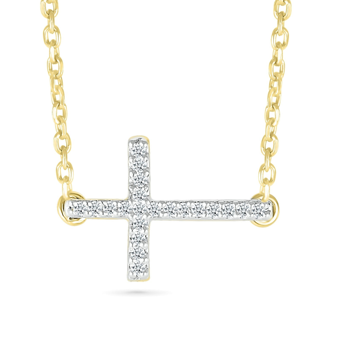 Yellow Gold Diamond Cross Pendant Necklace – Estella Collection